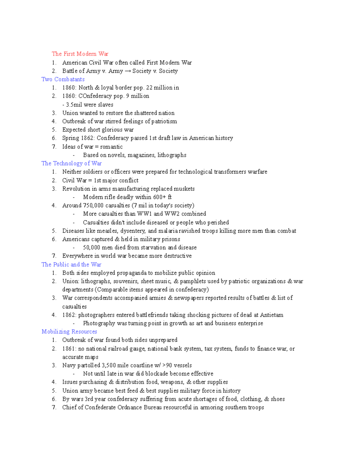 Give Me Liberty-Ch 14 - The First Modern War American Civil War often ...