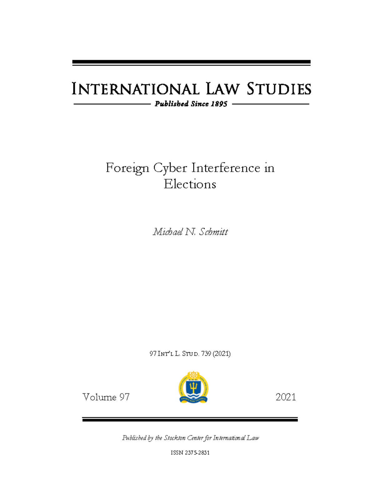 Foreign Cyber Interference in Elections - Schmitt - Published by the ...