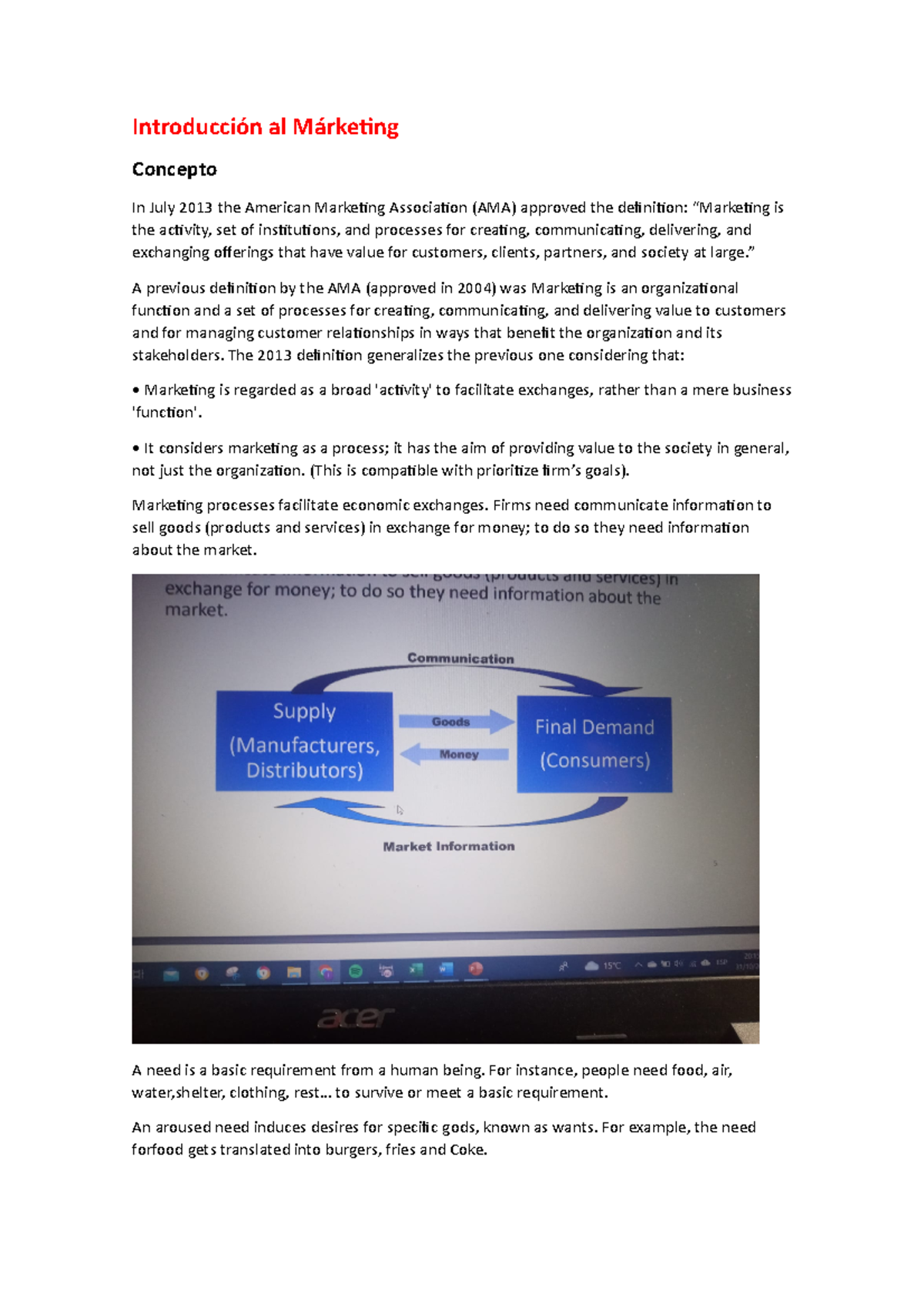 Marketing unit 1 - tema 1 de la asignatura - Introducción al Márketing ...