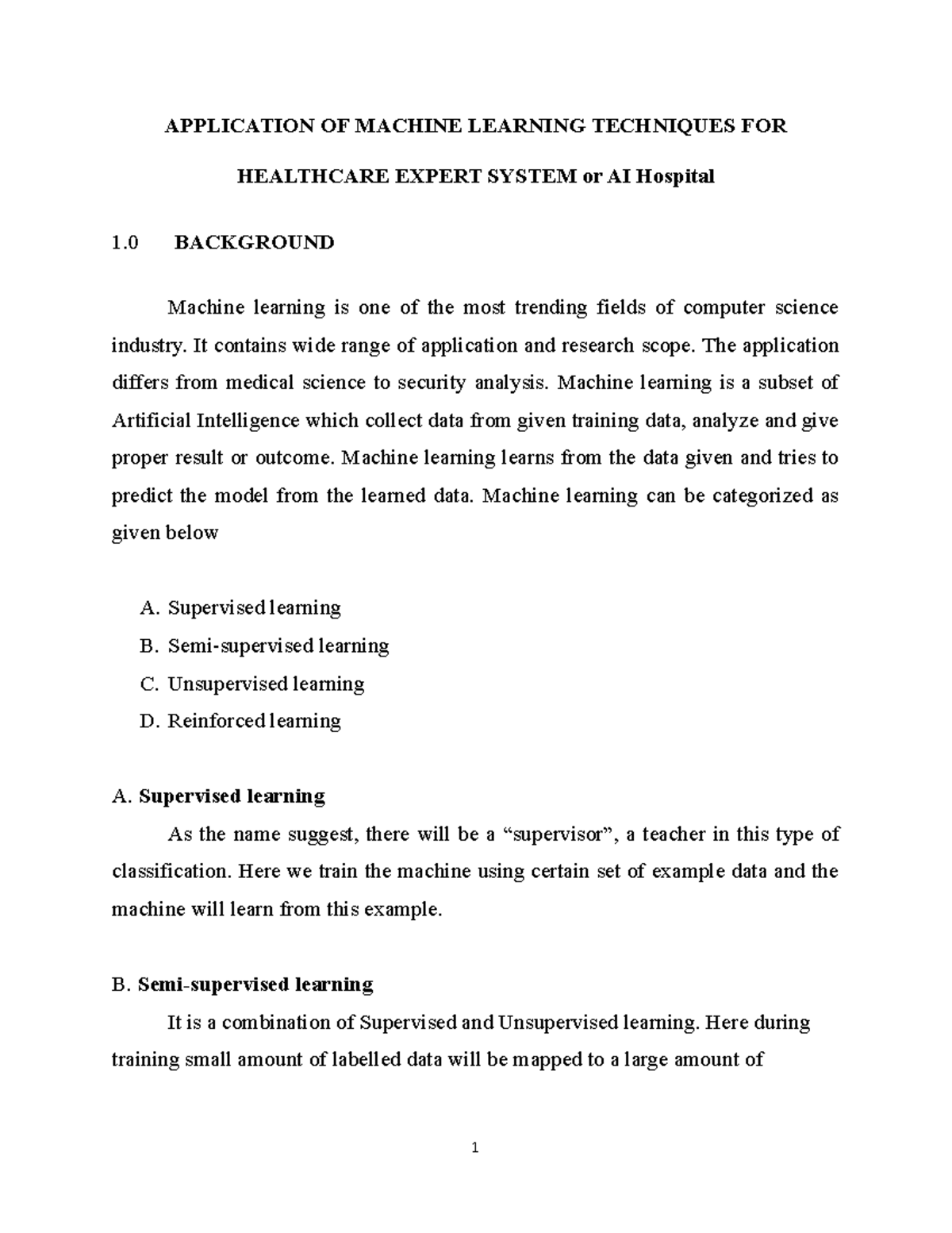 Project - APPLICATION OF MACHINE LEARNING TECHNIQUES FOR HEALTHCARE ...