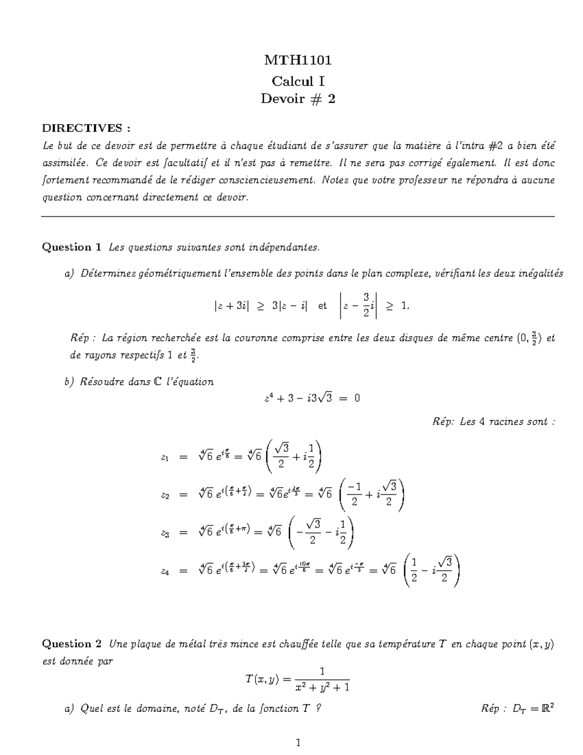 Devoir 2 - tp math - MTH Calcul I Devoir # 2 DIRECTIVES : Le but de ce ...