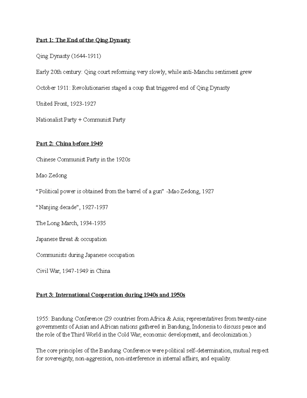 HIST 2312 notes for Nov. 22 - Part 1: The End of the Qing Dynasty Qing ...