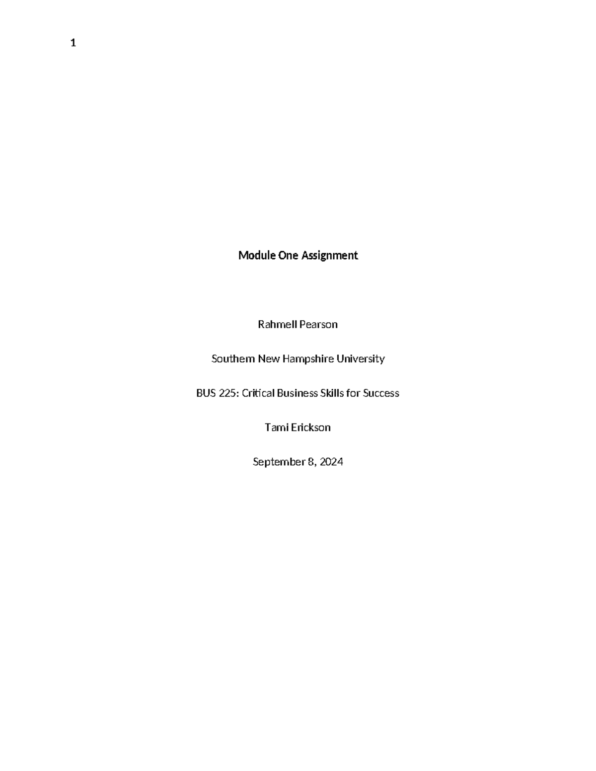 BUS225 Module One Assignment - Module One Assignment Rahmell Pearson ...
