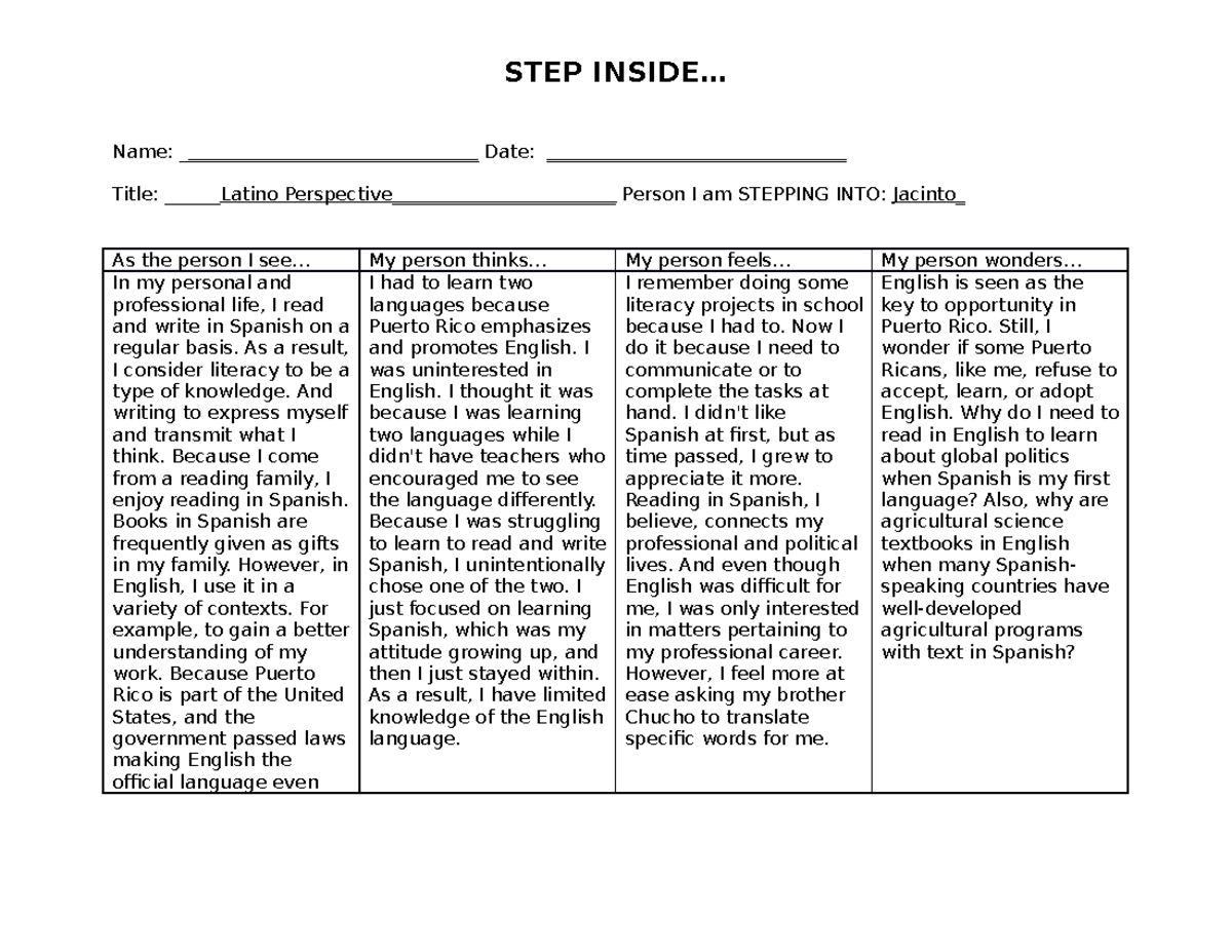 Step Inside Person Handout - EEC 3400 - FIU - Studocu
