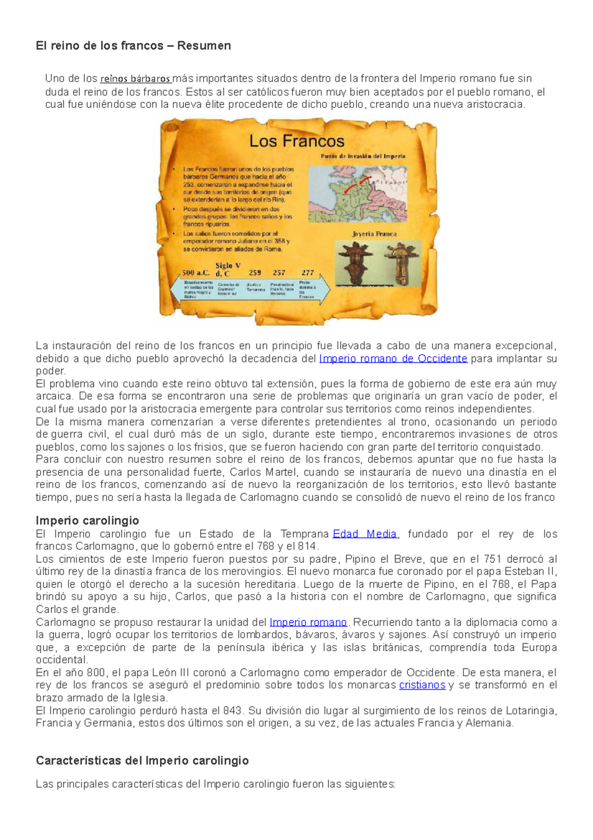 El reino de los francos - Estos al ser católicos fueron muy bien ...