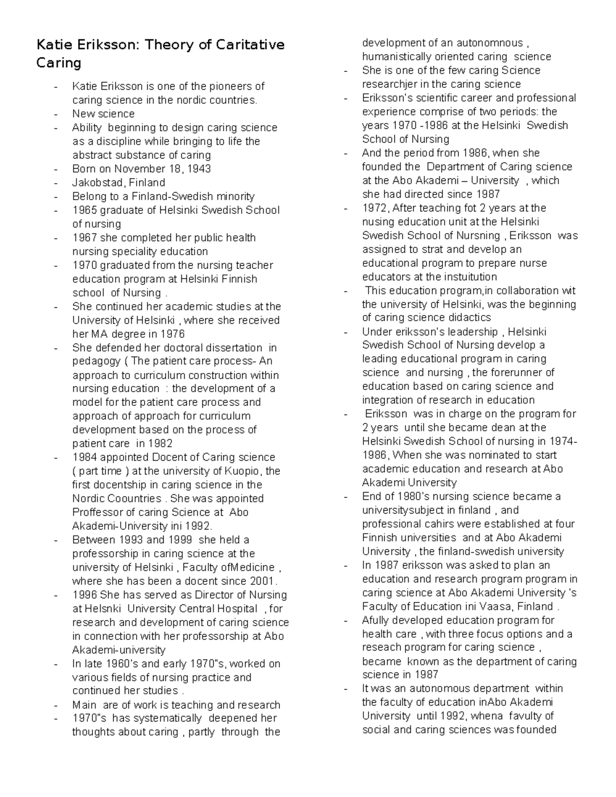 Katie Eriksson - can help especially in nursing theories - Katie ...