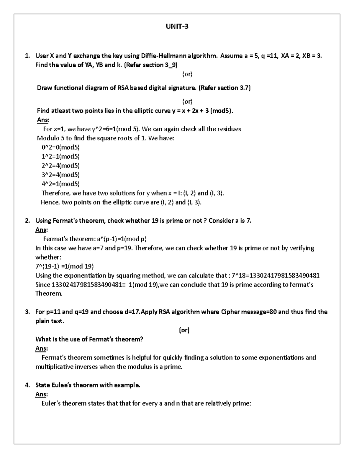 UNIT 3 AND UNIT 5 - CB3491 CRYPTOGRAPHY AND CYBER SECURITY unit 3,4 TWO MARKS - UNIT- 3 User X ...