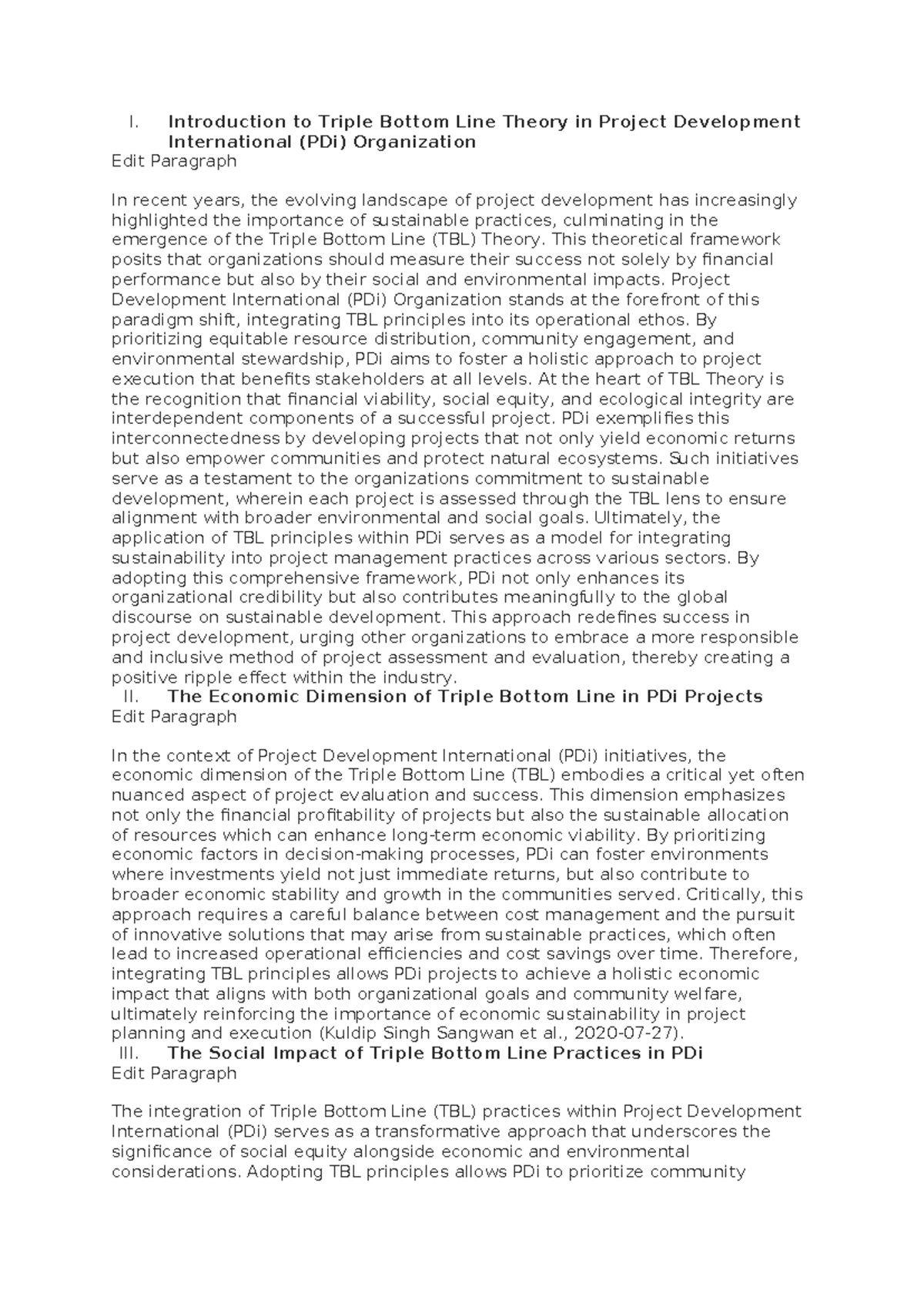 Introduction to Triple Bottom Line Theory in Project Development ...