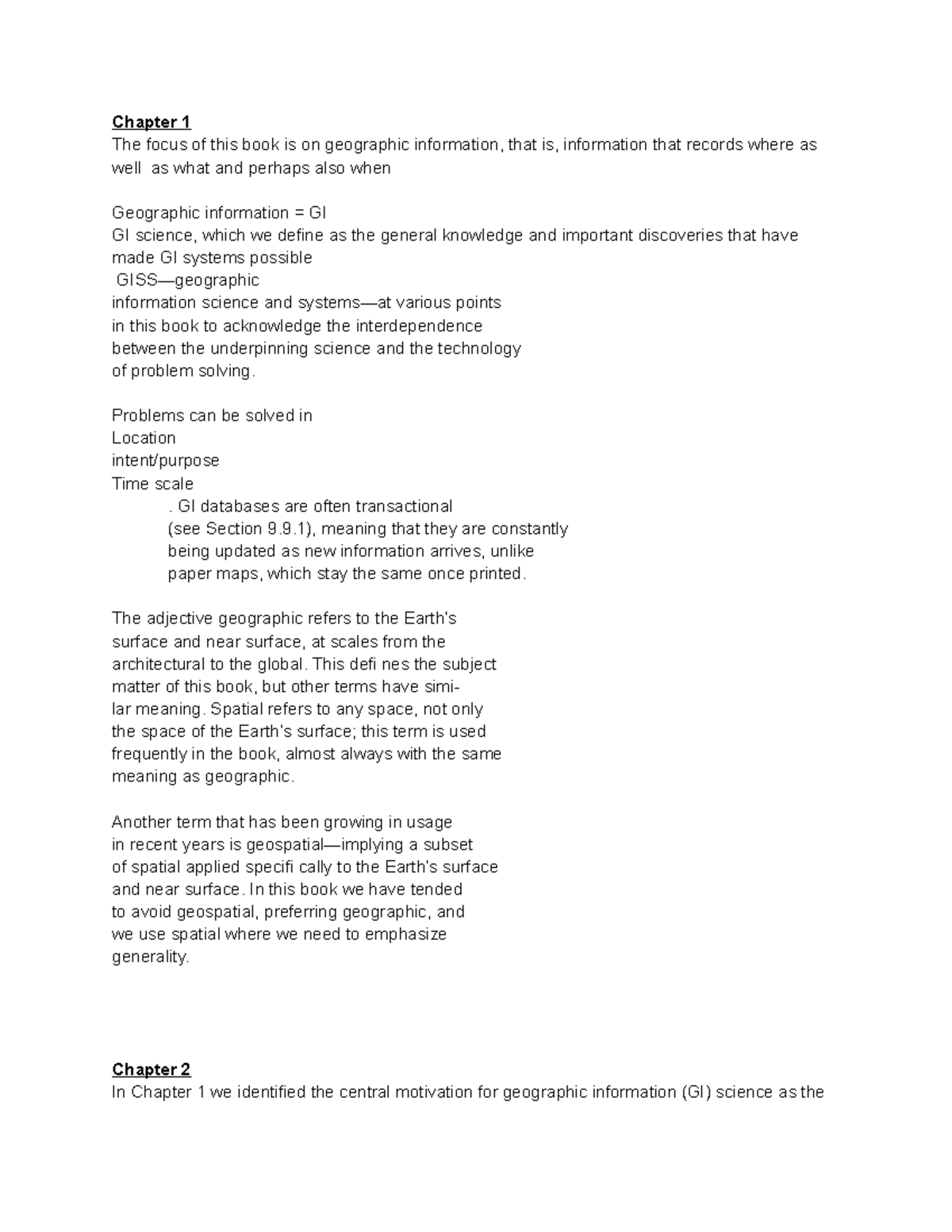 GIS Textbook notes - Summary Geographic Information Systems and Science ...