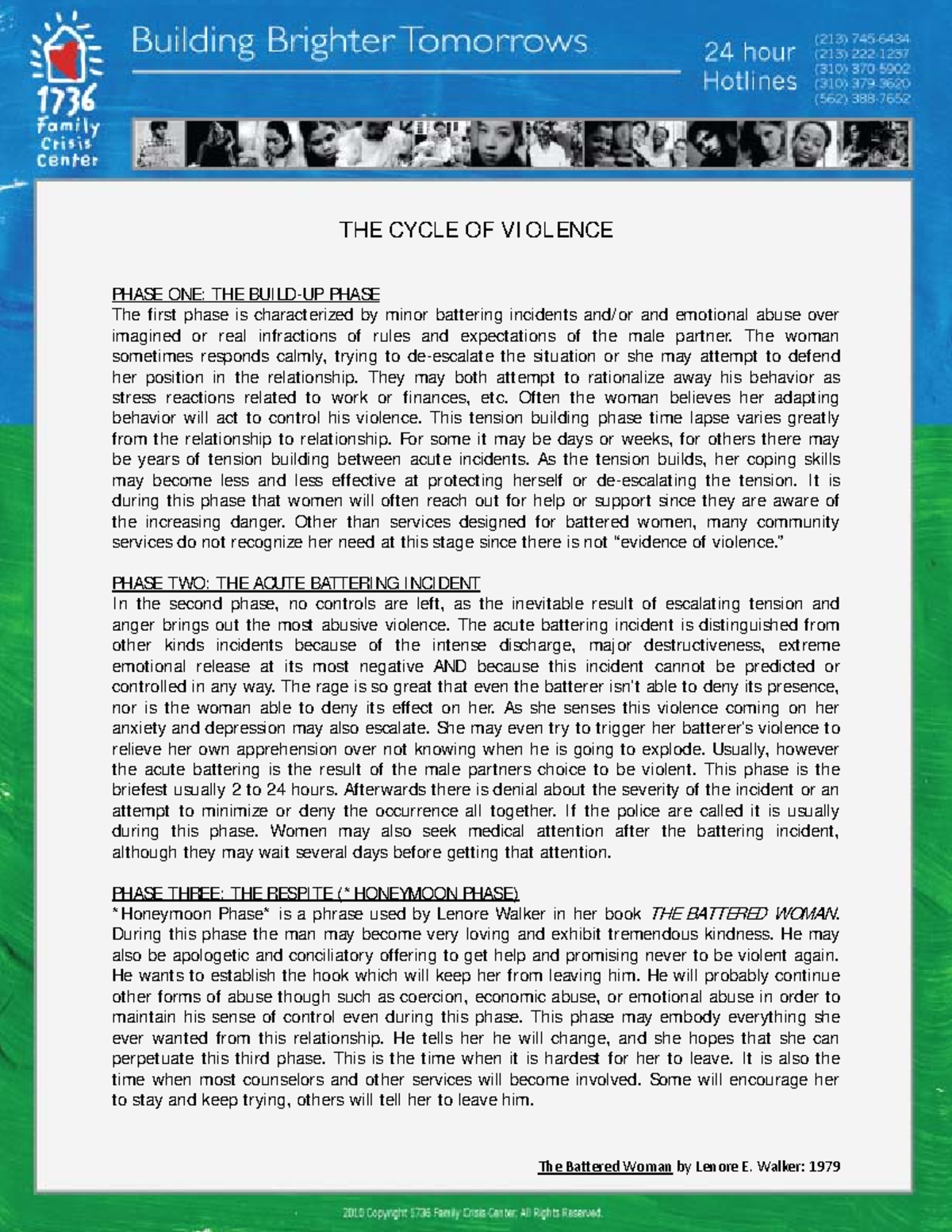 Cycle of Violence v3 - PSICOLOGIA DI COMUNITà - The Battered Woman by ...