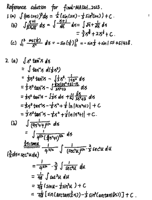 Calculus and Basic Linear Algebra II - MA1201 - CityU - Studocu