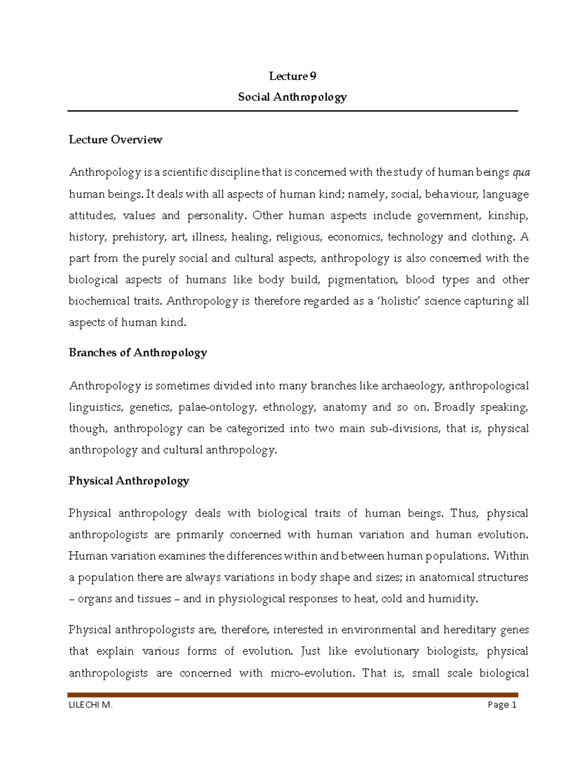 Lecture 9 - Recently updated - Lecture 9 Social Anthropology Lecture ...