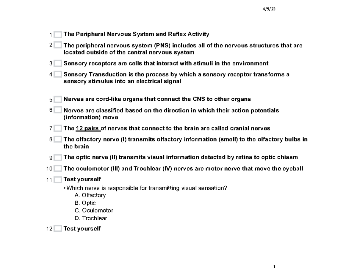 11.The Peripheral Nervous System and Reflex Activity - 4/9/ 1 The ...