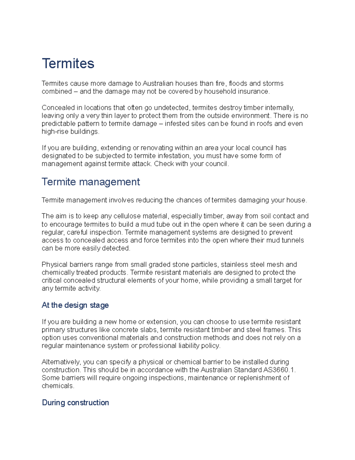 Termite - Termites Termites cause more damage to Australian houses than ...