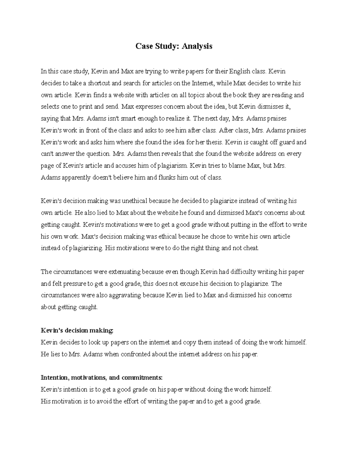 Activity 4- Case Study on Academic Integrity - Case Study: Analysis In ...