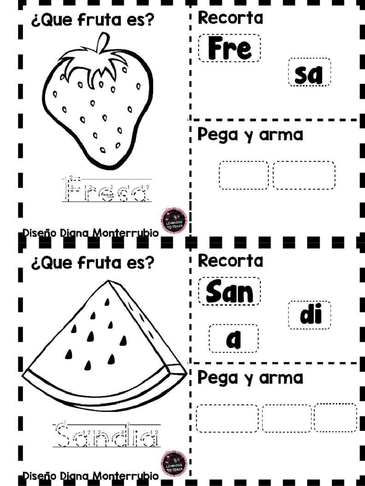 Actividades Silabas Y Escritura Frutas - Práctica Profesional - Studocu