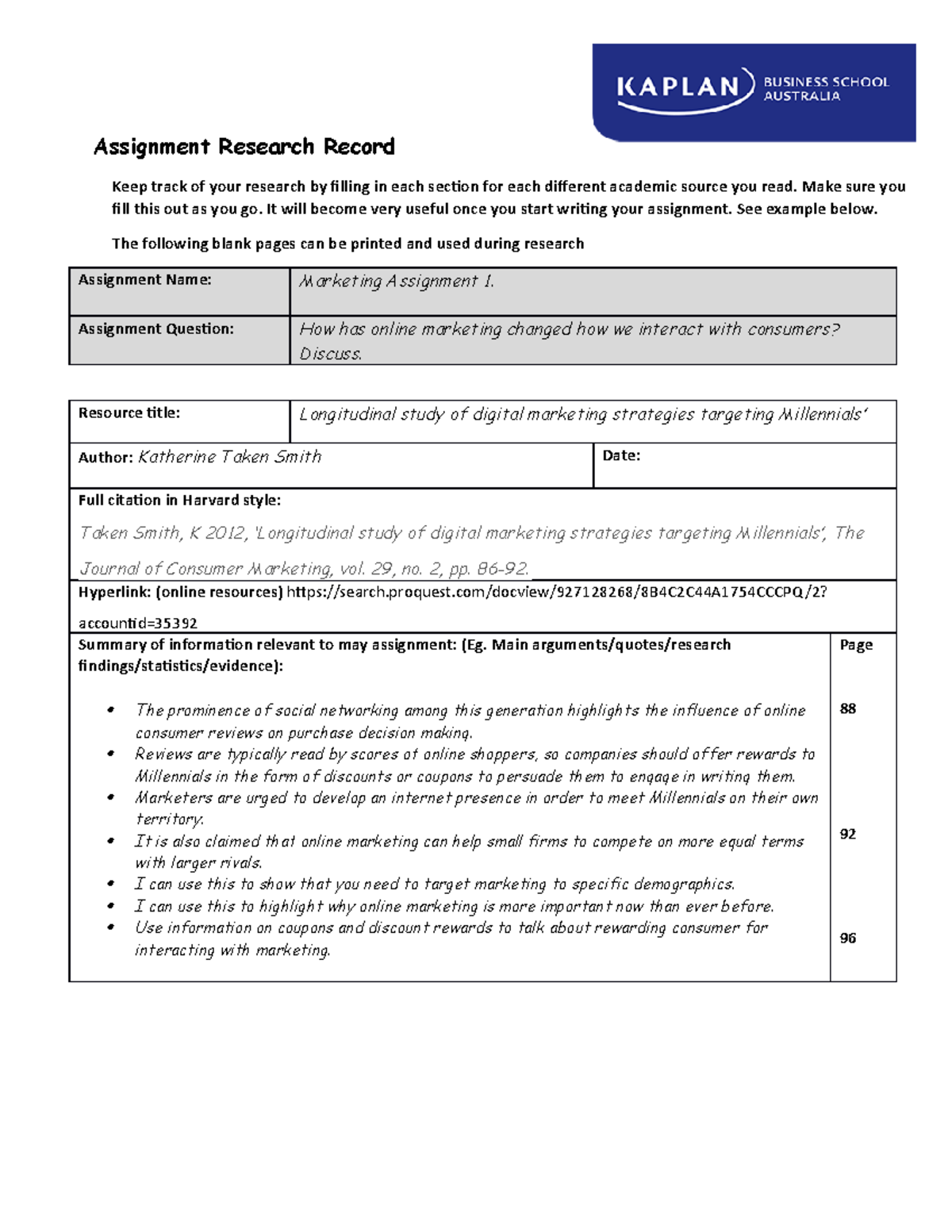 Assignment Research Record - Make sure you fill this out as you go. It ...