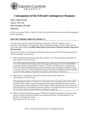 Topic 2- Origins Assignment - © 2022. Grand Canyon University. All ...