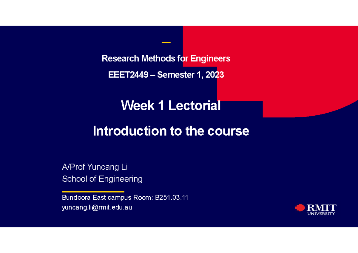 311. Intro - — Research Methods for Engineers EEET2449 – Semester 1 ...