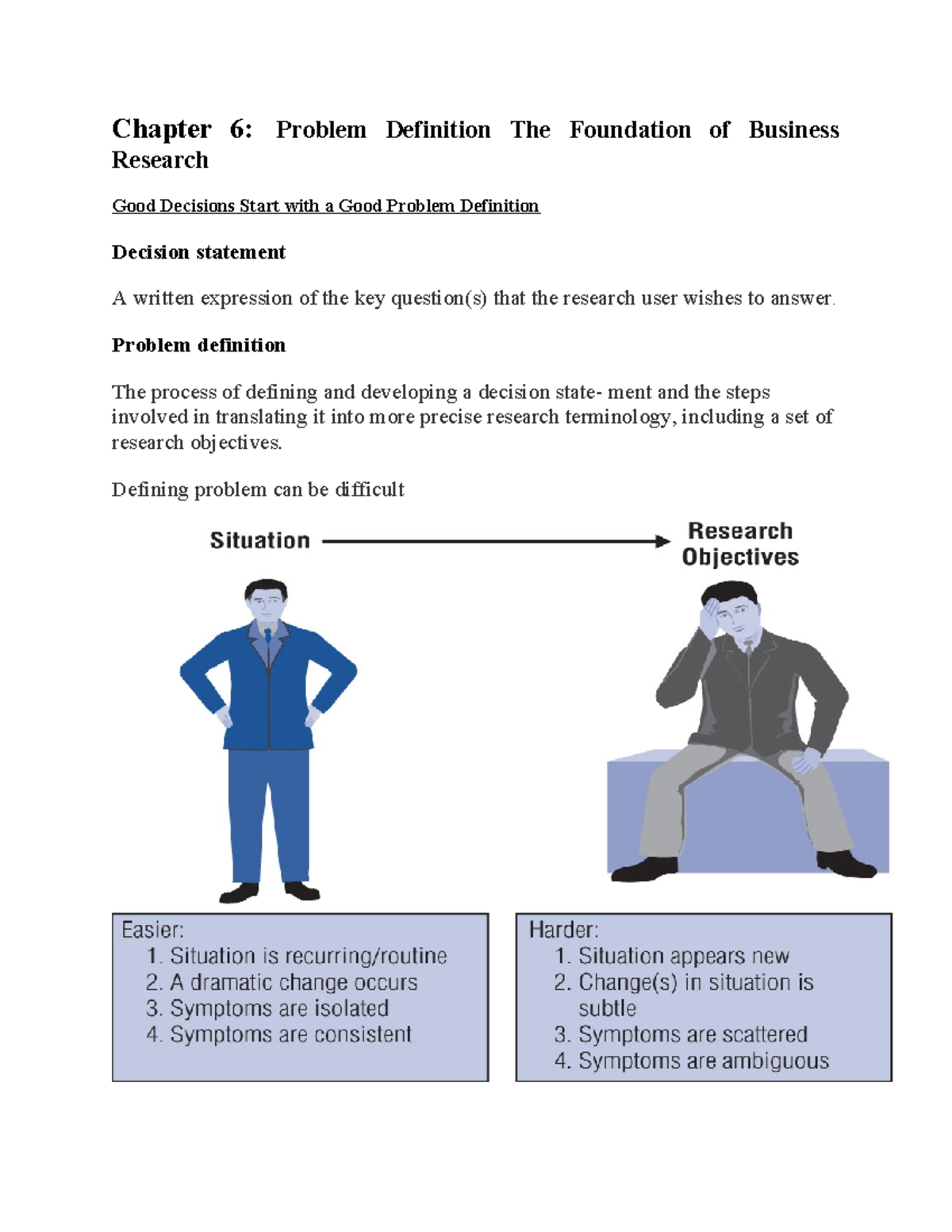 Chapter 6 - Chapter 6: Problem Definition The Foundation of Business Research Good Decisions ...