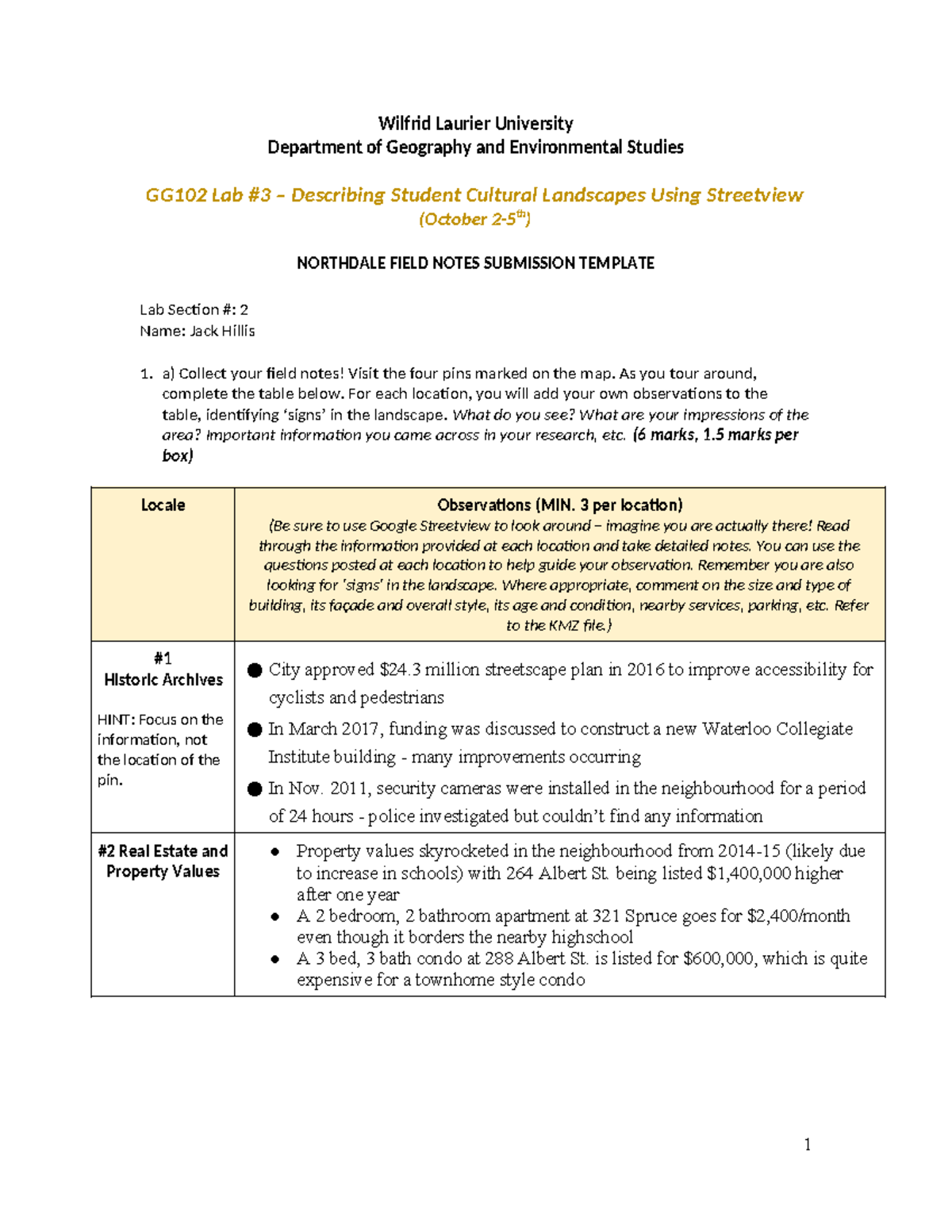 GG102 Lab #3 Submission Template - Wilfrid Laurier University ...