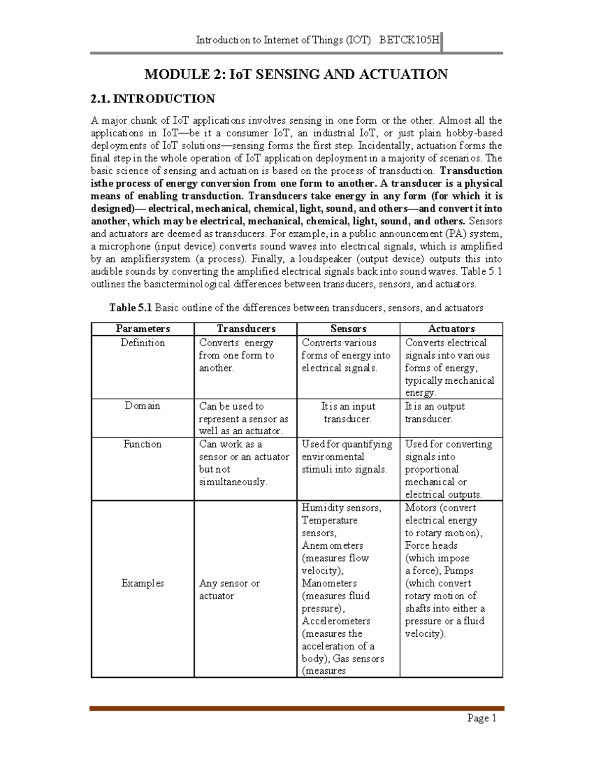 Module 2 - Iot notes 1st yr - MODULE 2: IoT SENSING AND ACTUATION 2 ...