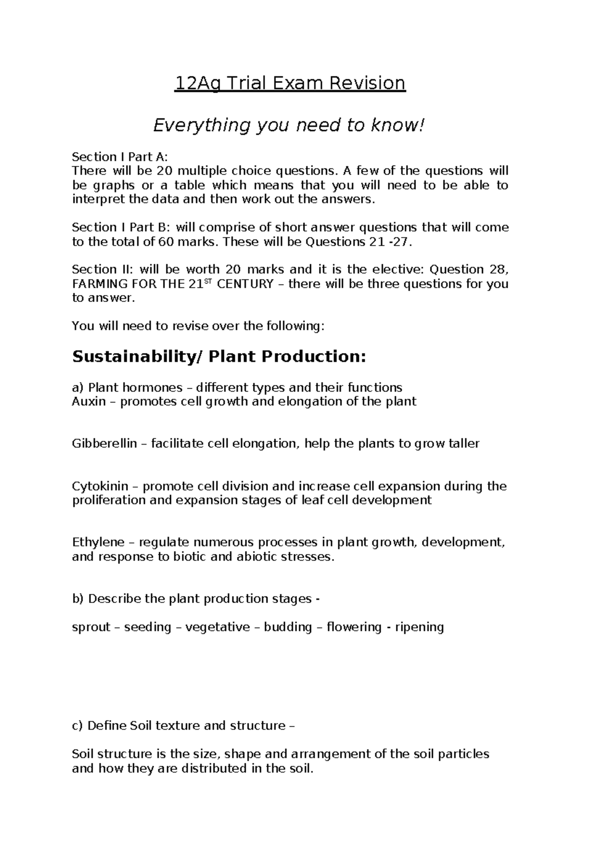 12Ag Trial Exam Revision - 12Ag Trial Exam Revision Everything you need ...