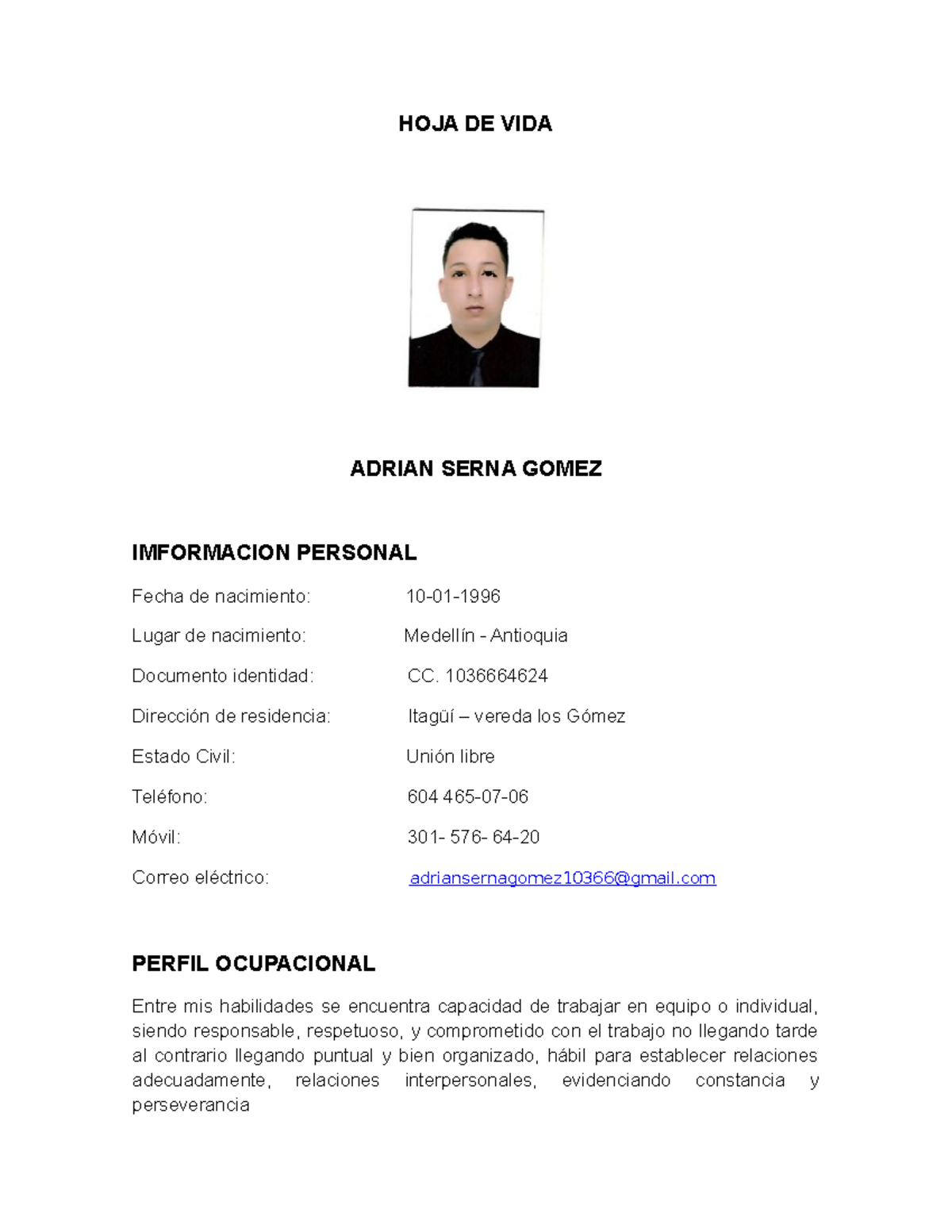 HOJA DE VIDA AG - desarrollo de hoja de vida - HOJA DE VIDA ADRIAN ...