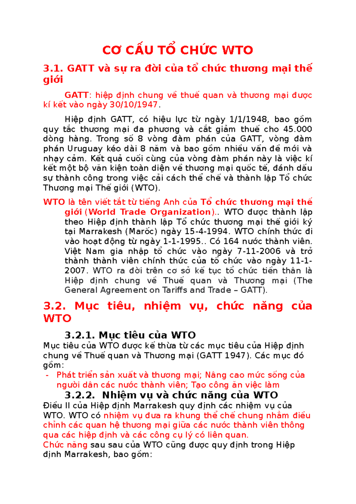 CƠ CẤU TỔ CHỨC WTO - Nothing - CƠ CẤU TỔ CHỨC WTO 3. GATT và sự ra đời của tổ chức thương mại ...
