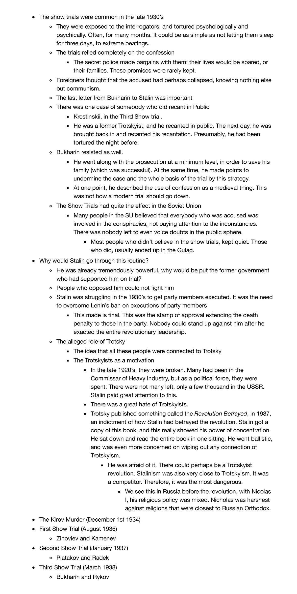 25The Show Trials - Lecture notes 25 - The show trials were common in ...