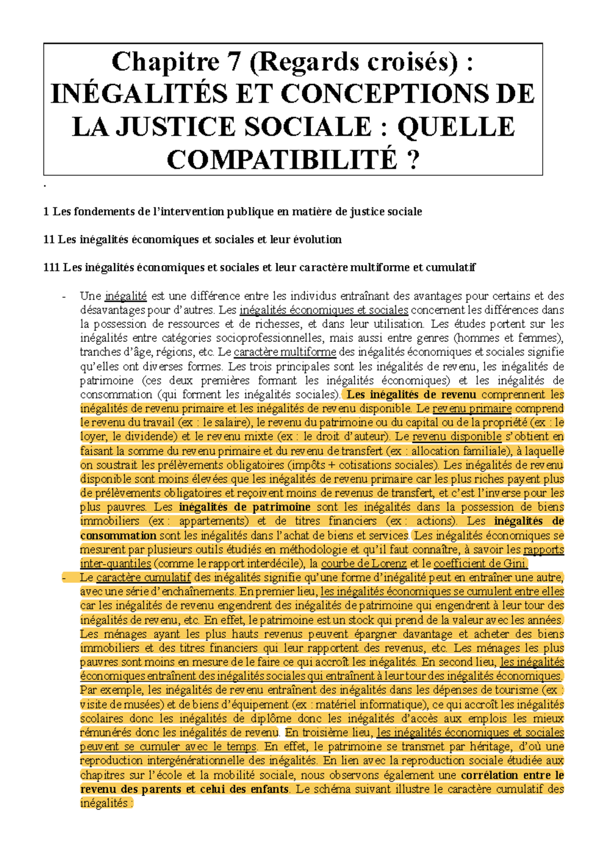 CHAPITRE 7 ses - Chapitre 7 (Regards croisés) : INÉGALITÉS ET ...