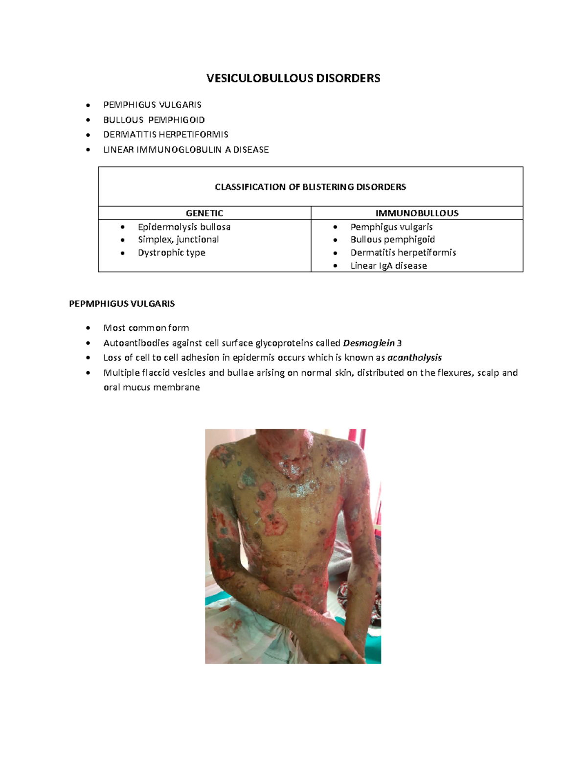 Vesiculobullous Disorders- KEY Points - VESICULOBULLOUS DISORDERS ...