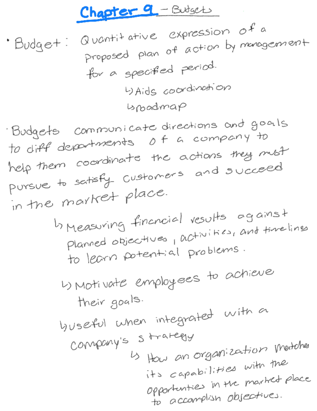 Budgeting Notes - ACC 2203 - Studocu