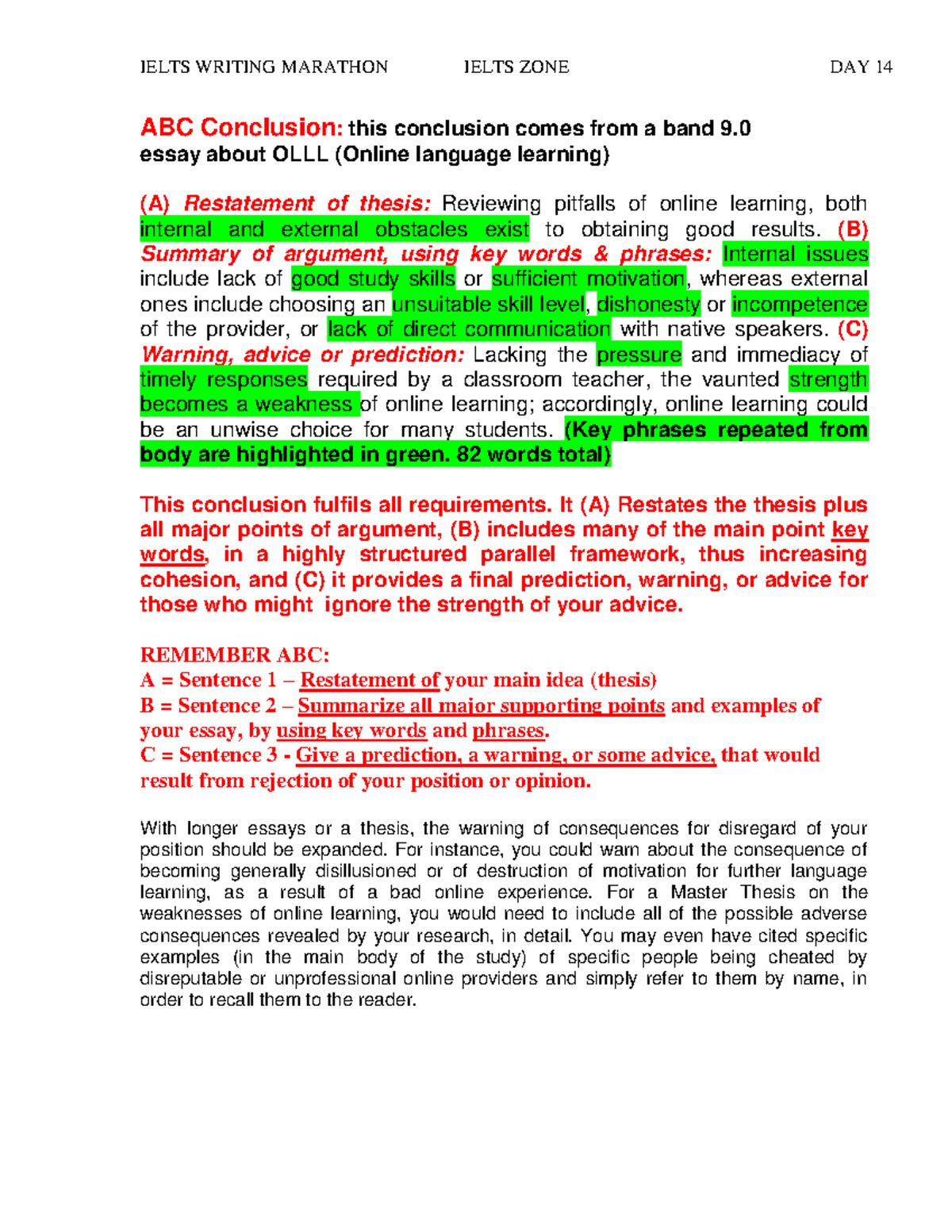 ABC Conclusion - asd - IELTS WRITING MARATHON IELTS ZONE DAY 14 ABC ...