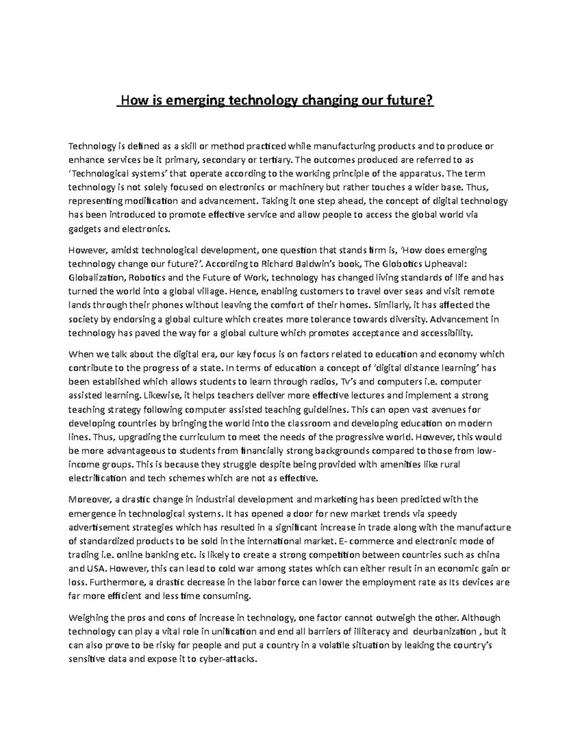 Technology - Material for essay writing - How is emerging technology ...