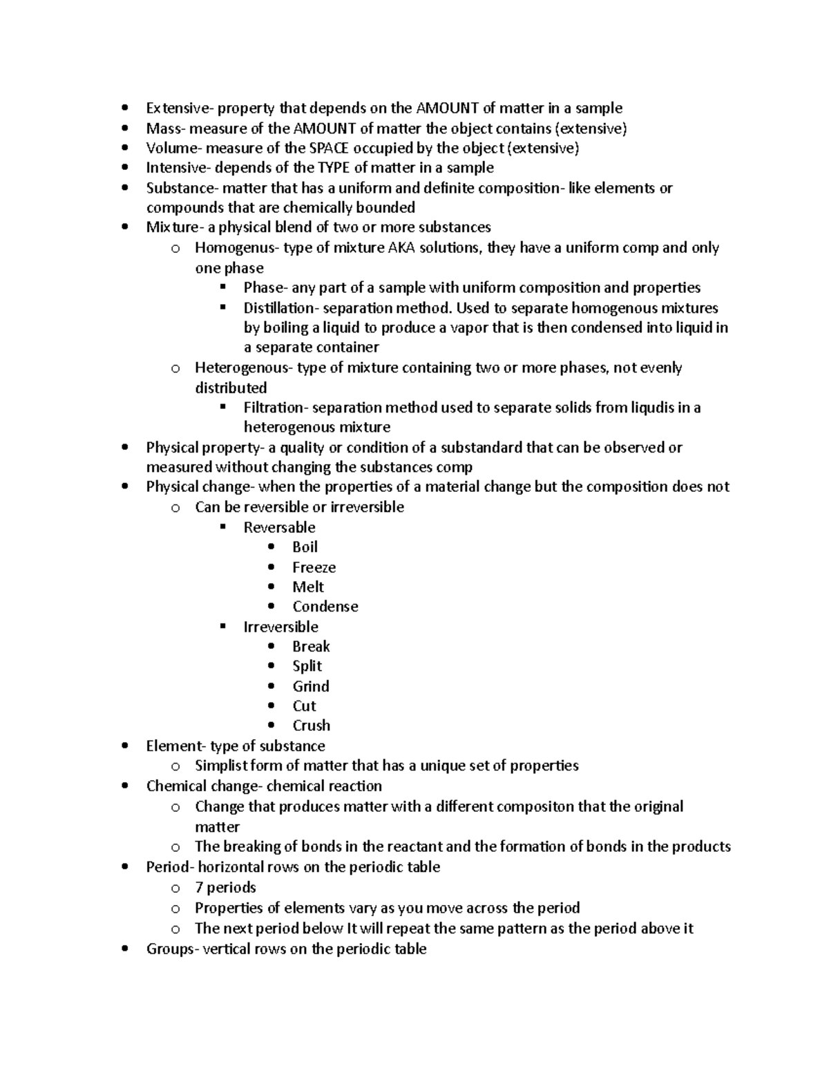 Chem 105 chapter 2 - Extensive- property that depends on the AMOUNT of ...