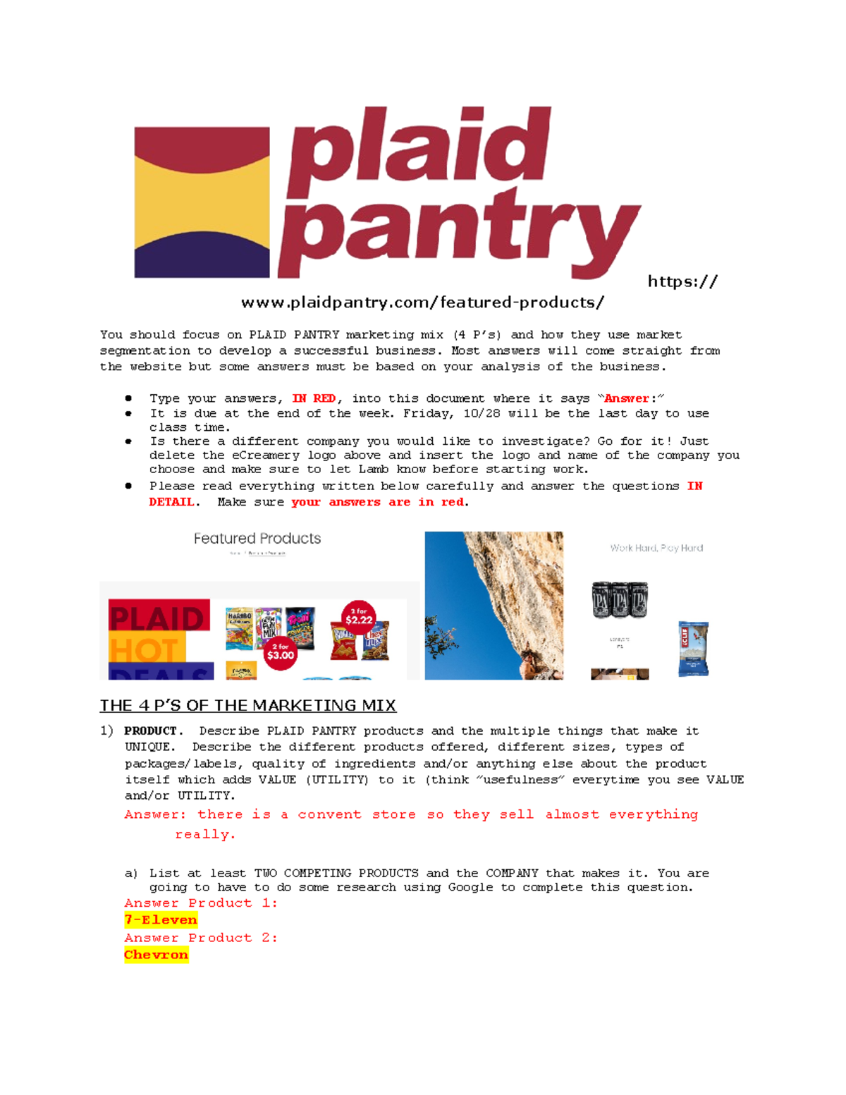 e Creamery assignment - https:// plaidpantry/featured-products/ You ...