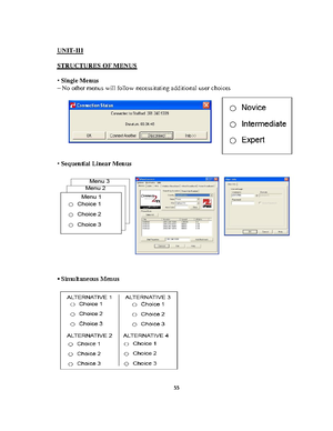 Clas7 - HCI - UNIT-III STRUCTURES OF MENUS Single Menus No other menus ...