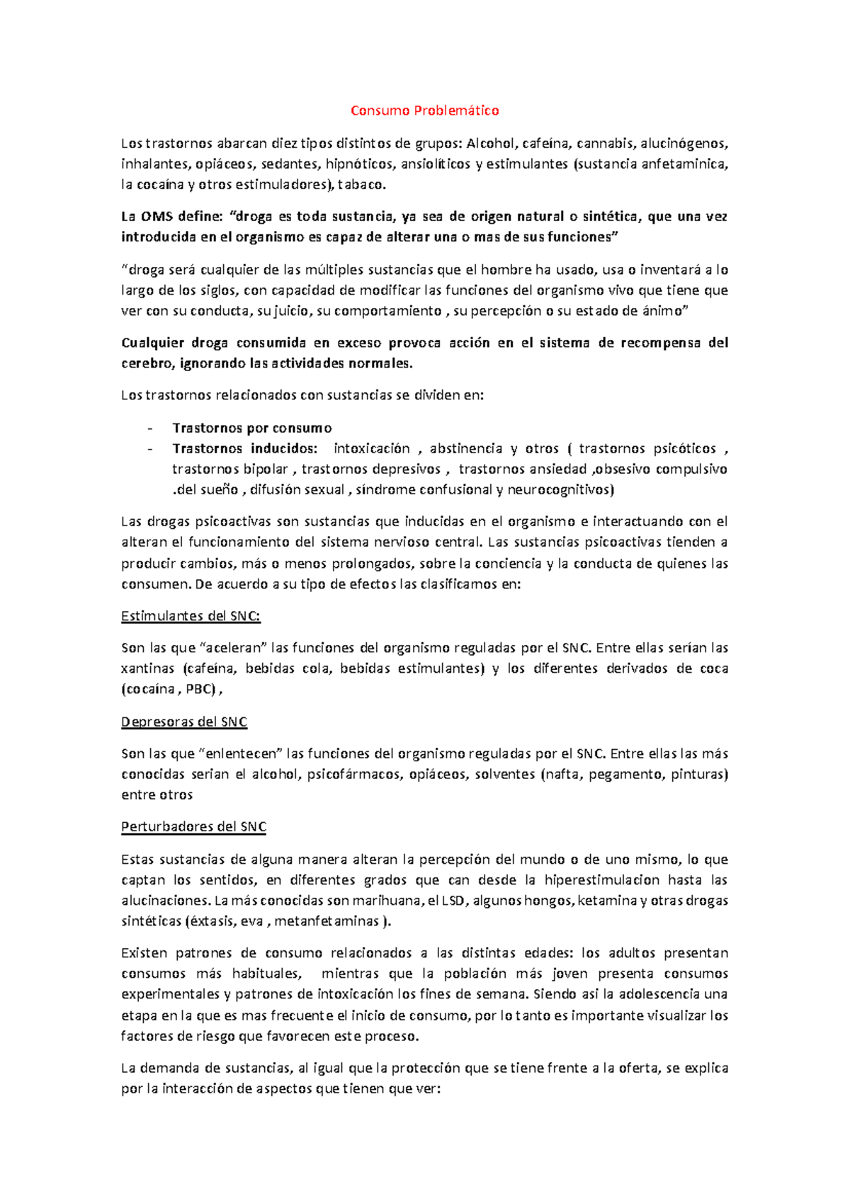6to - Resumen (smc) - Consumo - Consumo Problemático Los trastornos ...