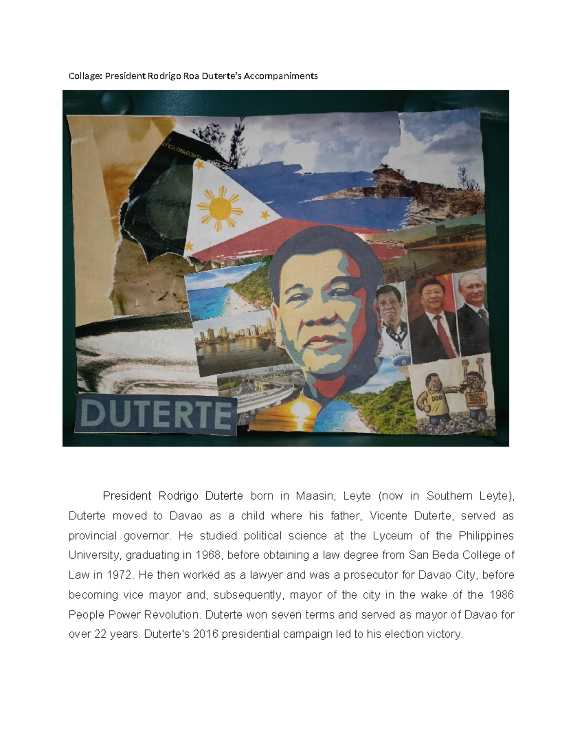 Collage - ARTS - Collage: President Rodrigo Roa Duterte’s ...