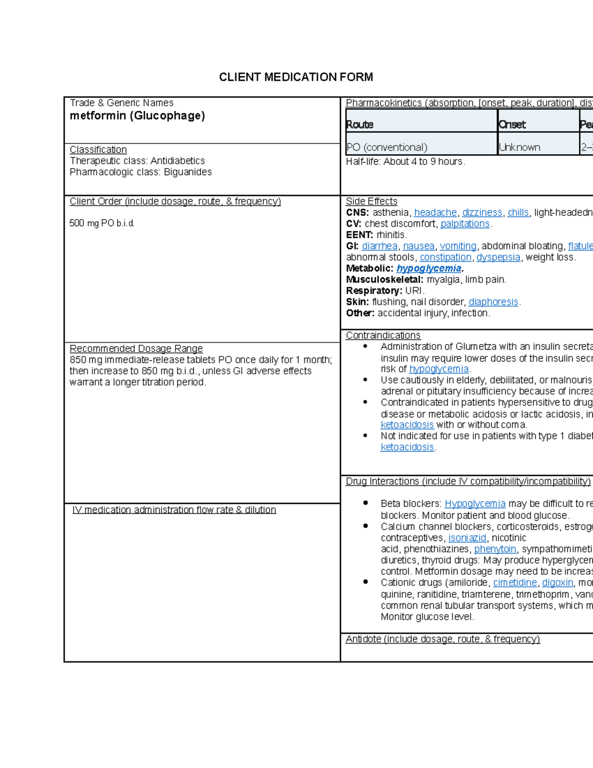 CW2-Endocrine pt 5 - Assignment - CLIENT MEDICATION FORM Trade ...