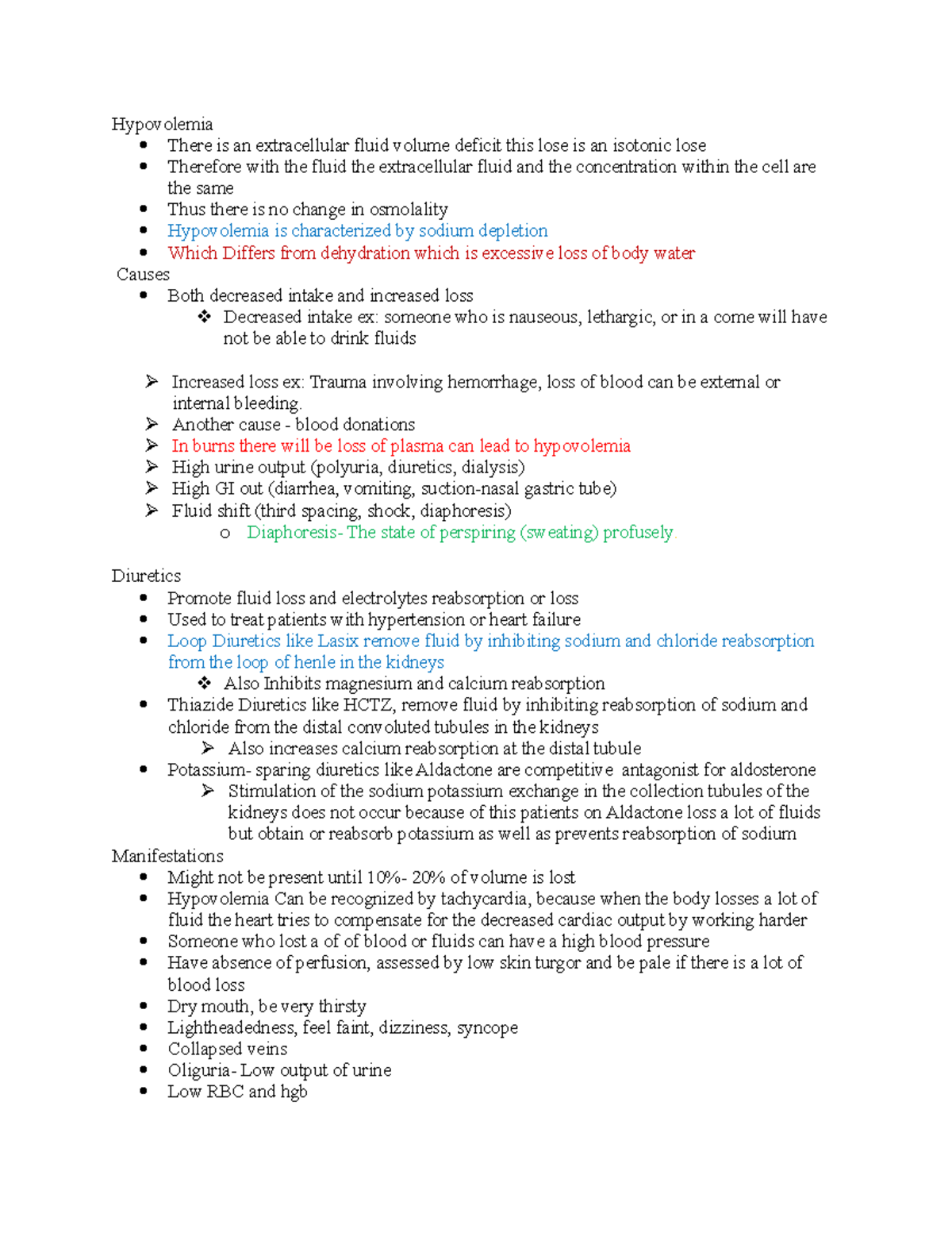Altered Fluid Imbalances - Hypovolemia There is an extracellular fluid ...