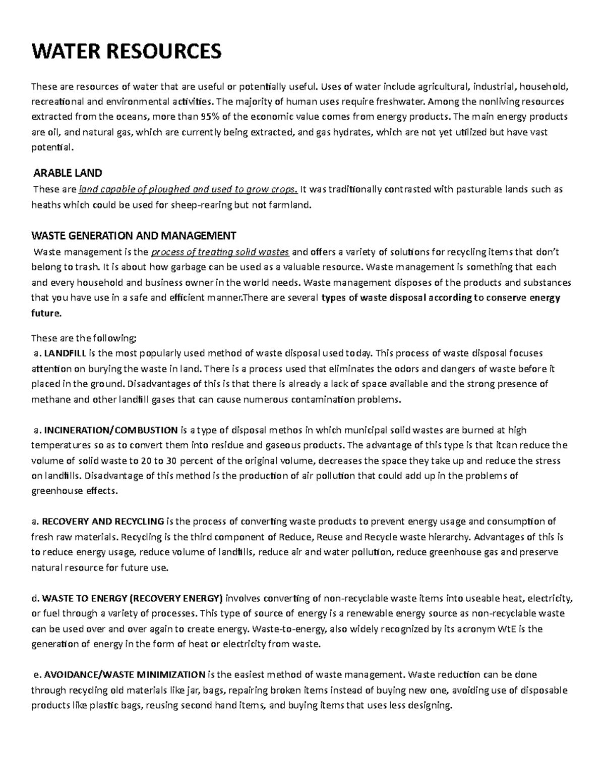 Earth SCIE 2ND Quarter Reviewer - WATER RESOURCES These are resources ...
