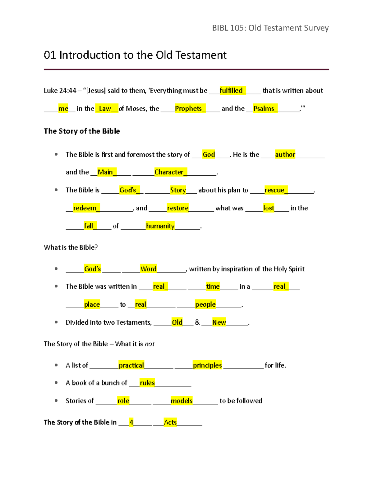 Notes OT 1 - BIBL 105: Old Testament Survey 01 Introduction to the Old ...