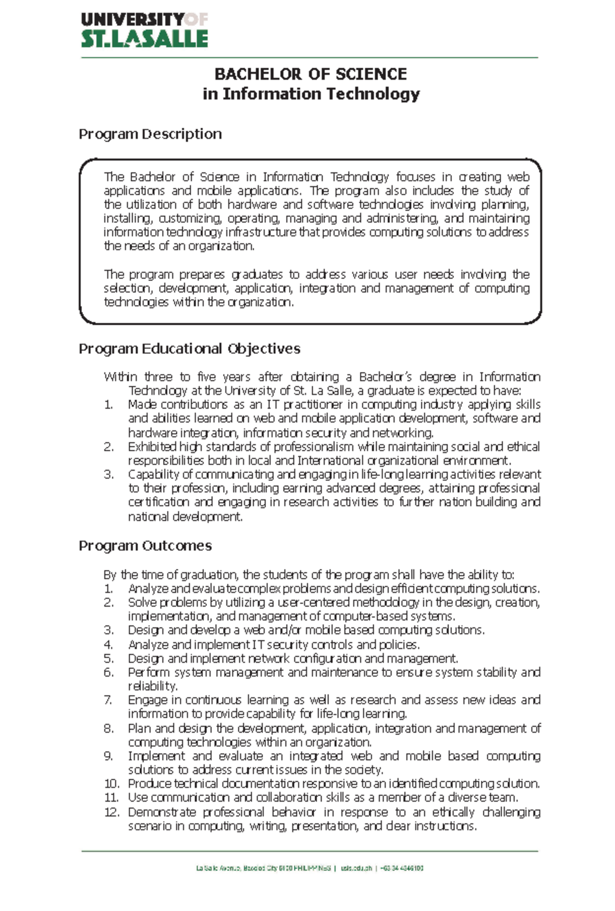 8.BS Information Technology - BACHELOR OF SCIENCE in Information ...