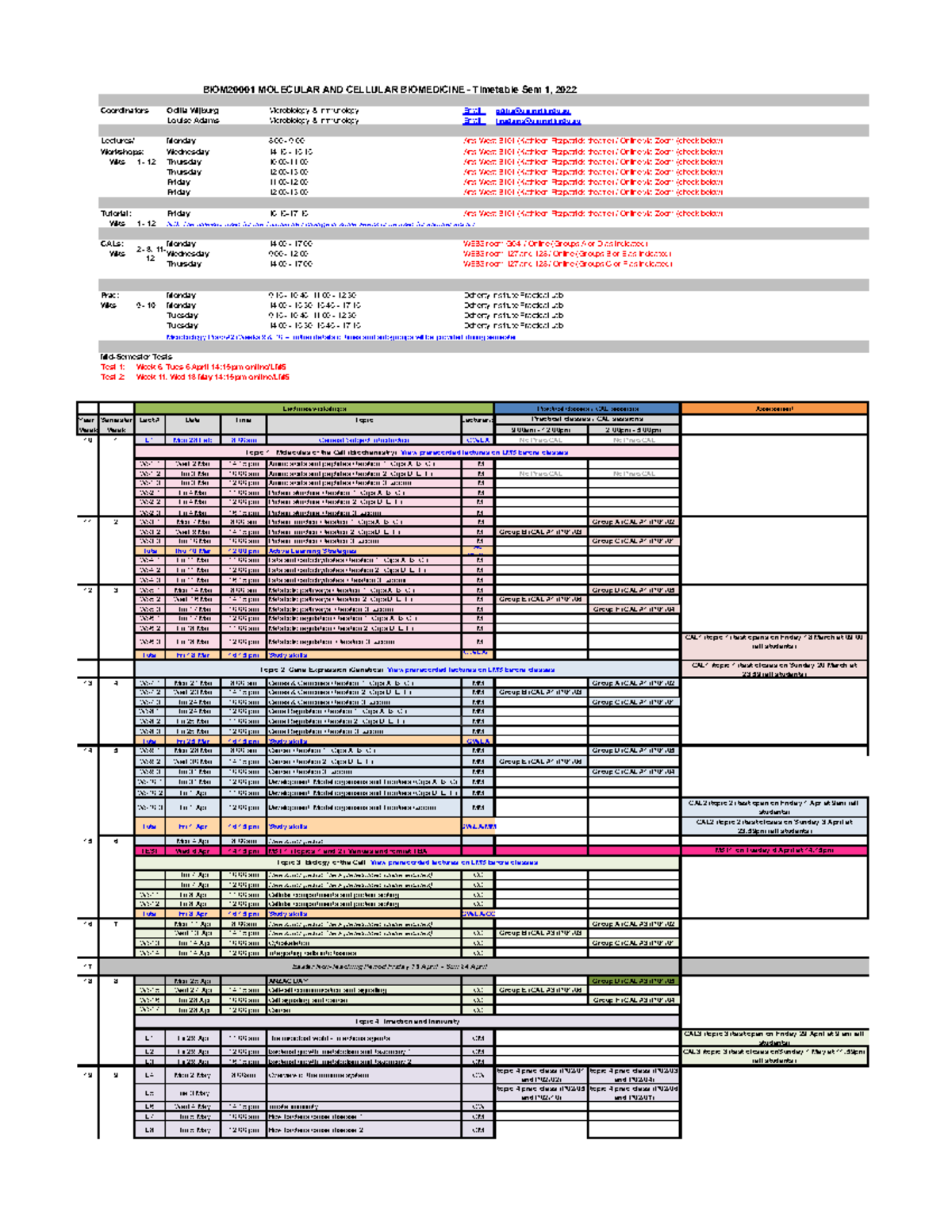 Timetable - Coordinators Microbiology & Immunology Email: odilia ...