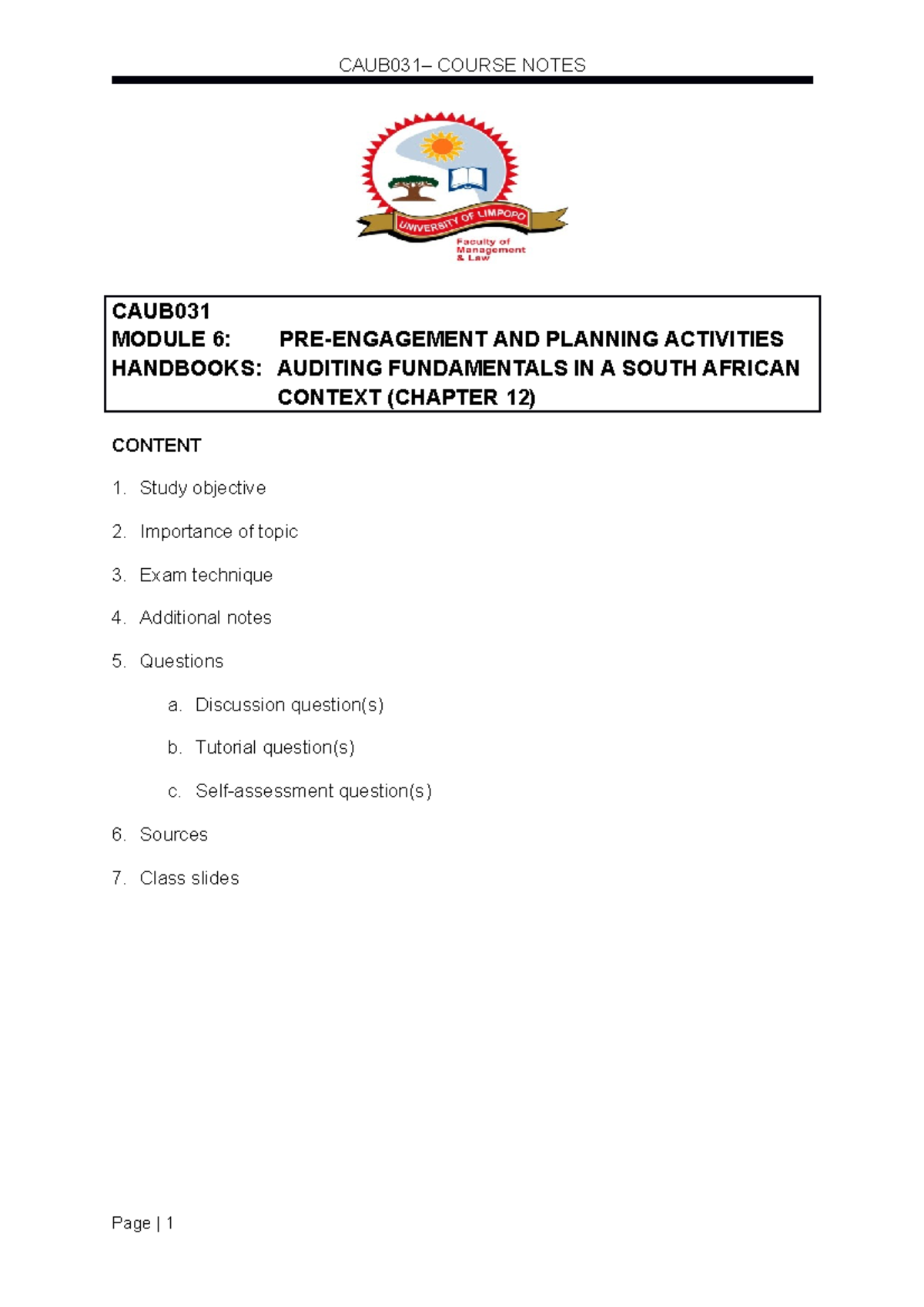 Pre-engagement and planning activities - CAUB MODULE 6: PRE-ENGAGEMENT ...