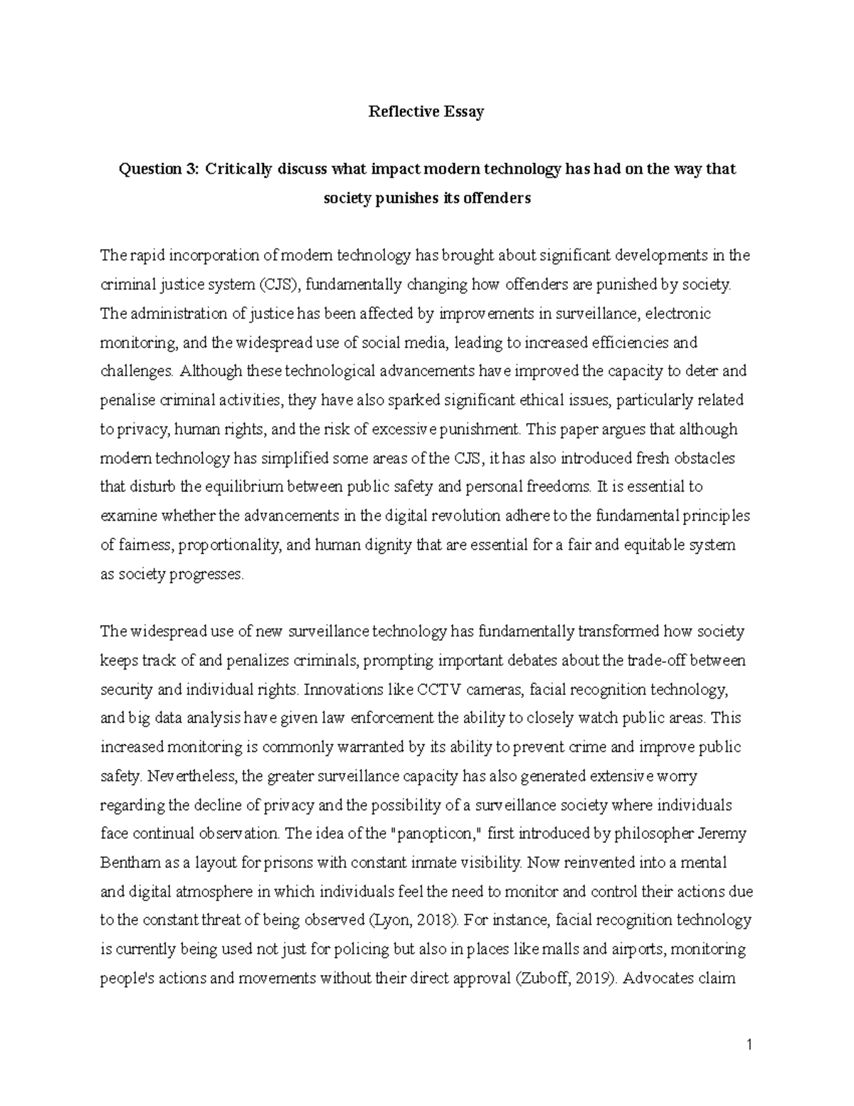 Reflective Essay - Critically discuss what impact modern technology has ...