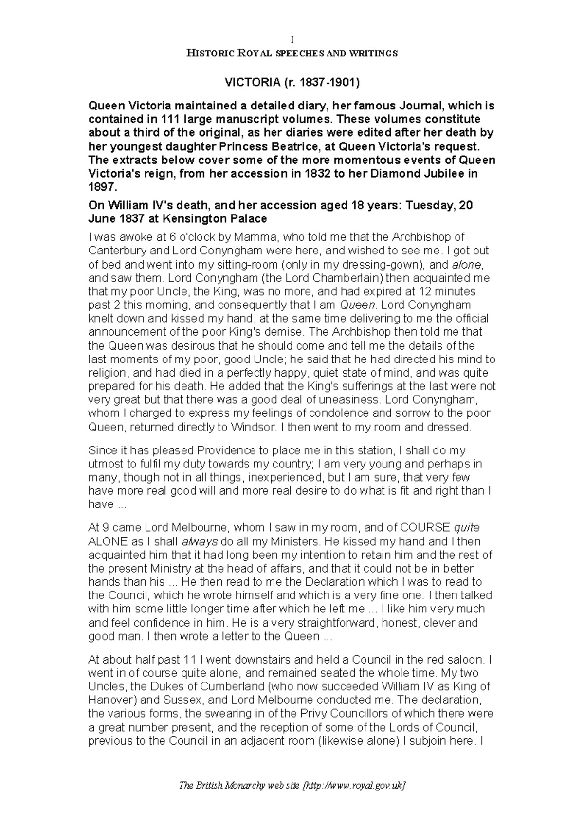 Victorias diary - I HISTORIC ROYAL SPEECHES AND WRITINGS VICTORIA (r ...