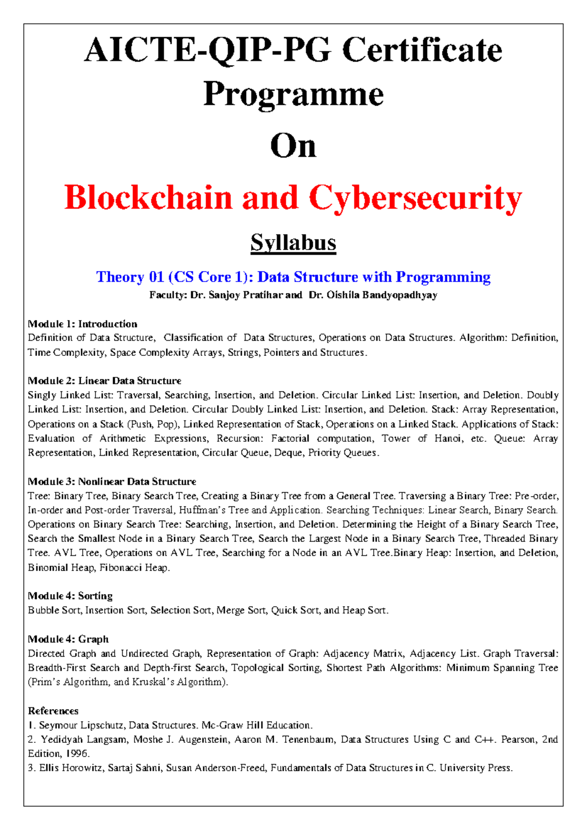 01- Aicte Cerificate Course Syllabus[ 2024 - AICTE-QIP-PG Certificate Programme On Blockchain ...
